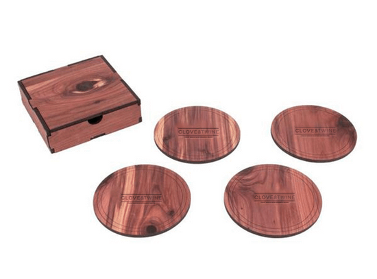 Custom Wood Coaster Set | Corporate Gifts | Clove & Twine